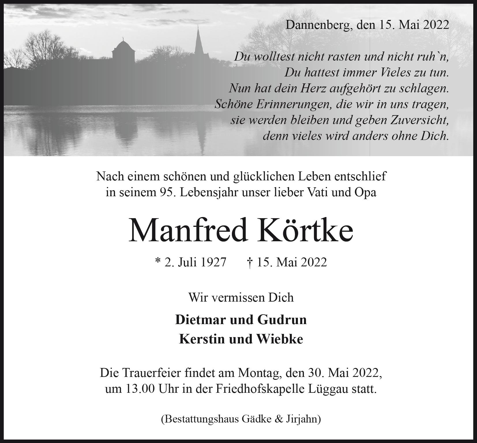 Das Trauerportal für Lüchow-Dannenberg › Todesanzeigen › Manfred Körtke Das Trauerportal für Lüchow-Dannenberg › Todesanzeigen › Manfred Körtke